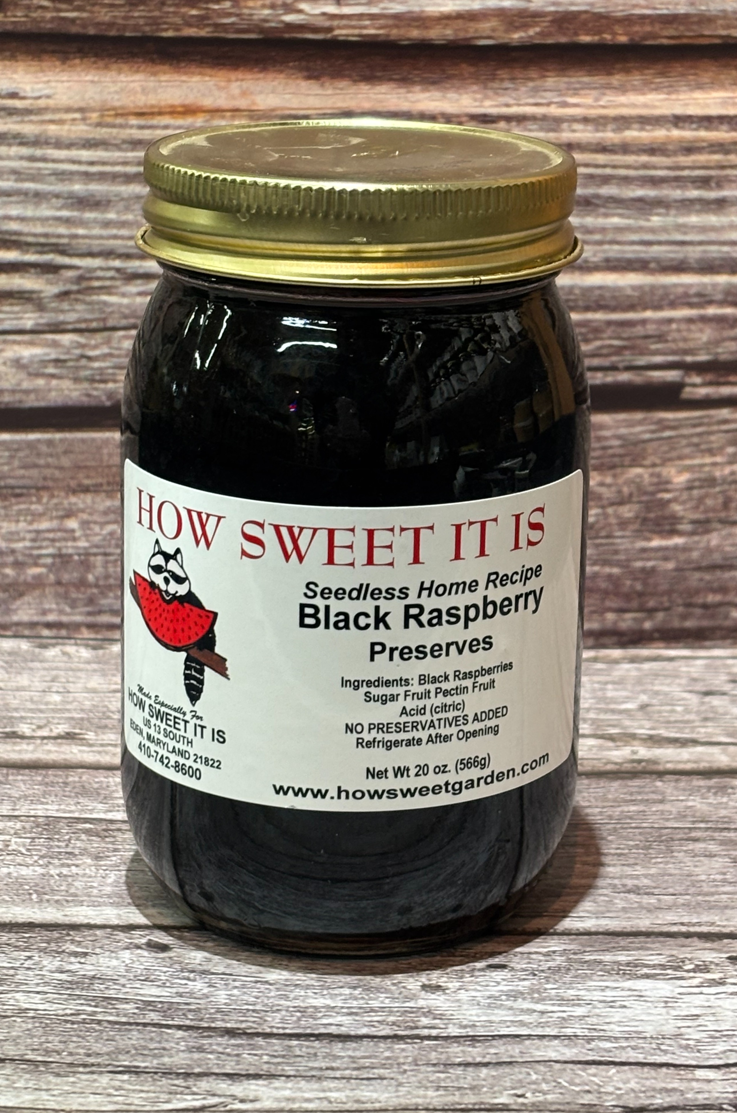 Black Raspberry Preserves, 20oz HSII - How Sweet It Is