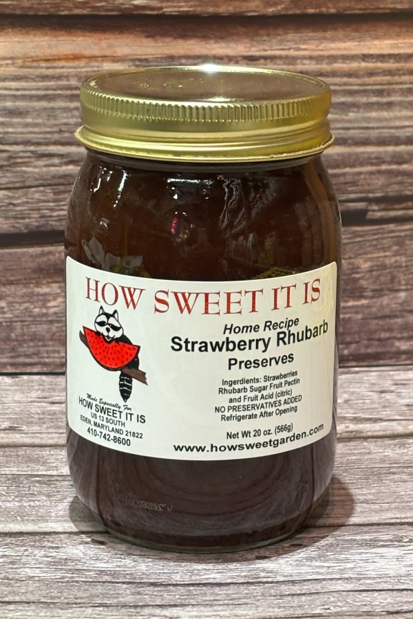 Strawberry Rhubarb Preserves, 20oz HSII - How Sweet It Is